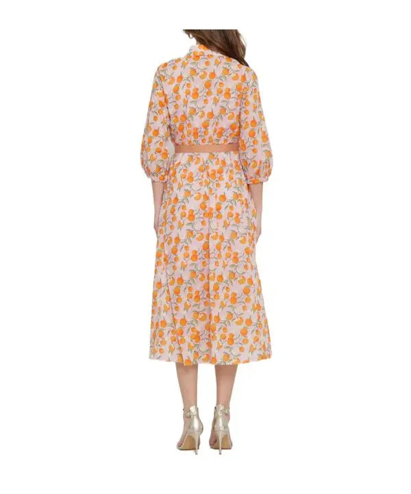 IBLUES Orange Print Shirt Dress With Belt