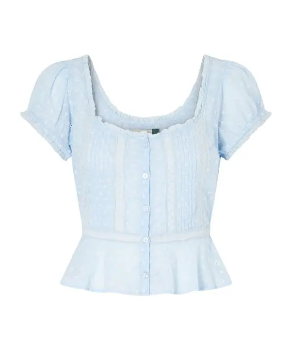 Rixo Short Sleeved Top With Lace Details