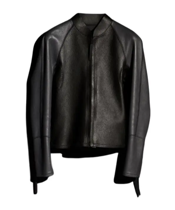 Gucci Grainy Leather Zip Jacket