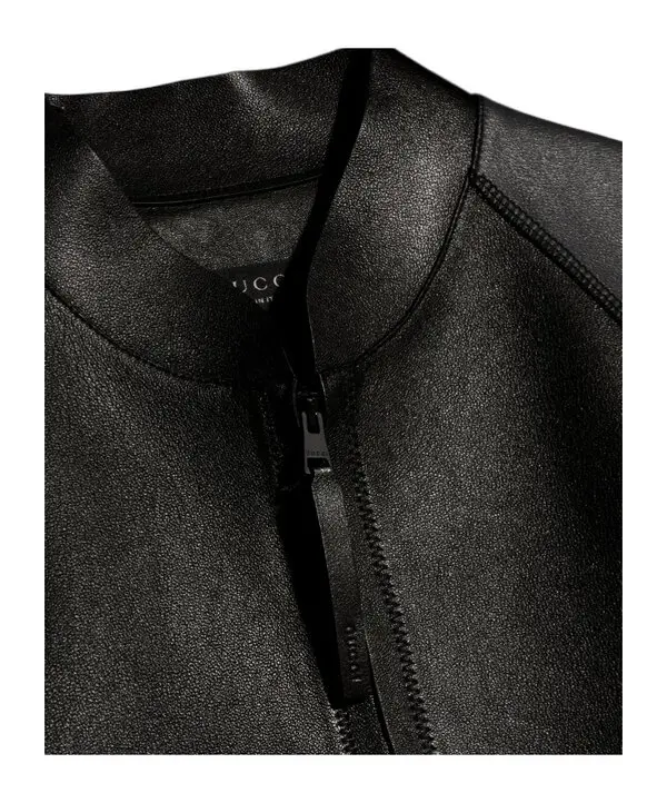 Gucci Grainy Leather Zip Jacket