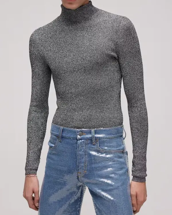 Gucci Mock Neck Knit Sweater - Silver