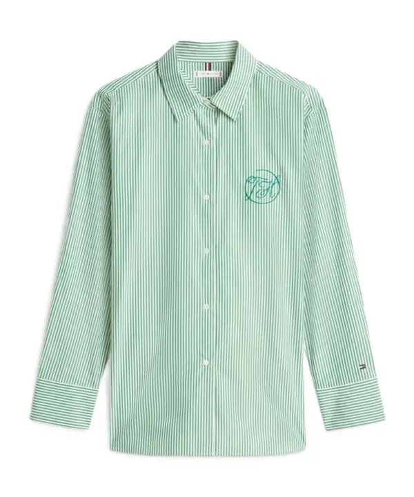 Tommy Hilfiger Striped Logo Embroidered Shirt