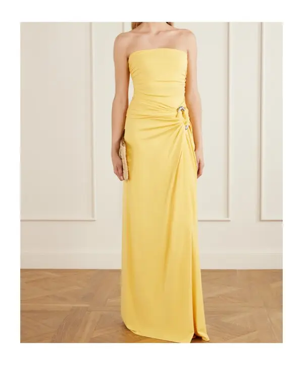 Simkhai Emma Strapless Embellished Jersey Gown - Yellow