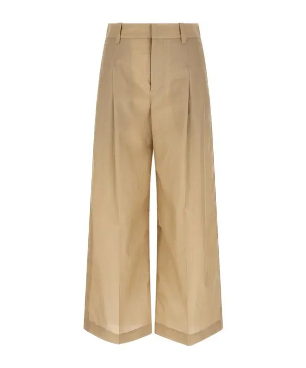 Brunello Cucinelli Pleated Wide Leg Trousers - Light Brown