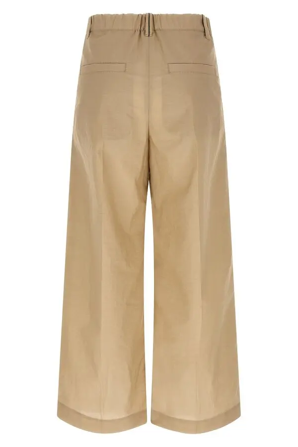 Brunello Cucinelli Pleated Wide Leg Trousers - Light Brown
