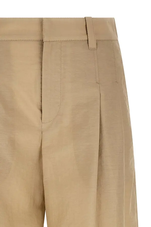 Brunello Cucinelli Pleated Wide Leg Trousers - Light Brown