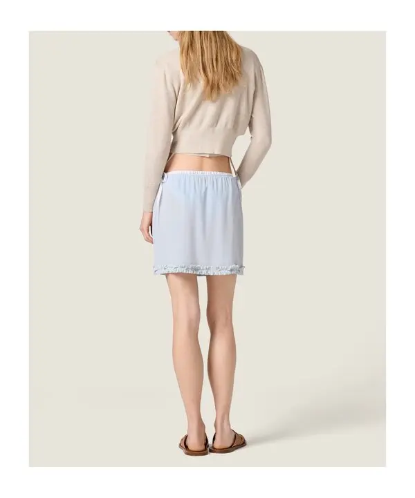 Miu Miu Cashmere Cardigan With Lace Trim And Logo
