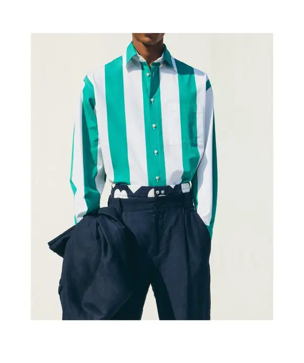 Jacquemus Camargue Striped Collared Long-sleeve Shirt - White