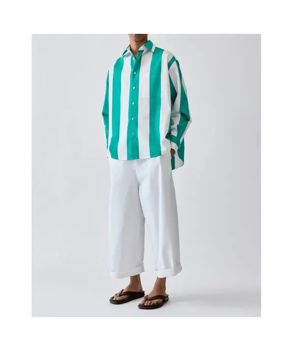 Jacquemus Camargue Striped Collared Long-sleeve Shirt - White