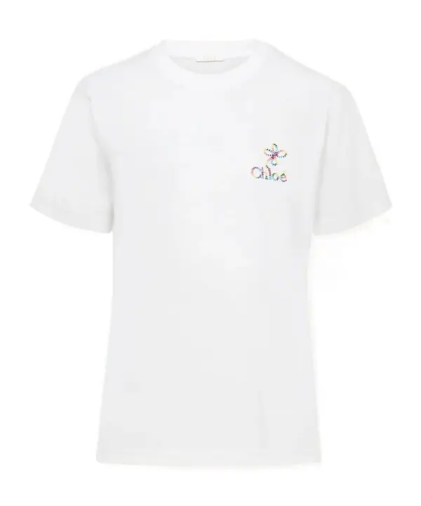 Chloé Logo Embroidered Crewneck T-shirt - White