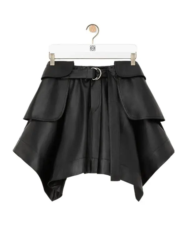 Loewe Belted Cargo Leather Mini Skirt