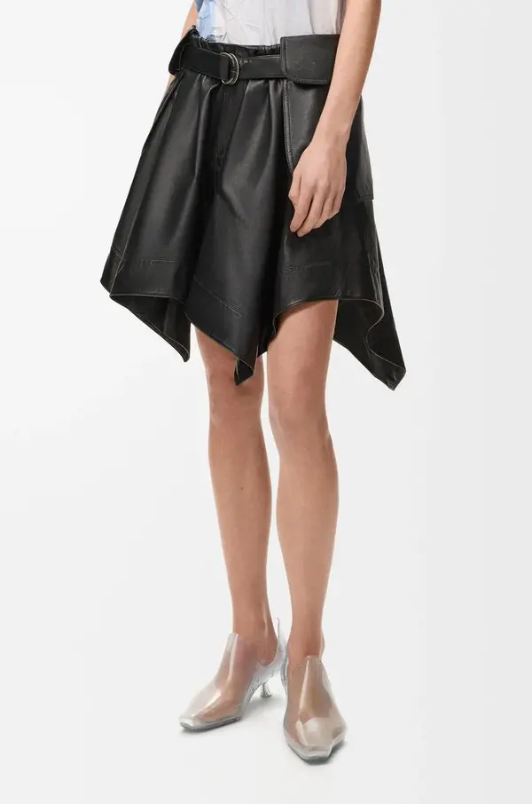 Loewe Belted Cargo Leather Mini Skirt