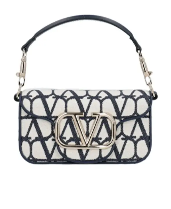 Valentino Garavani Small Locò Monogram Shoulder Bag - White