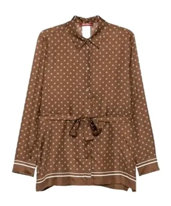 Max Mara Printed Long Sleeve Shirt With Waist Tie