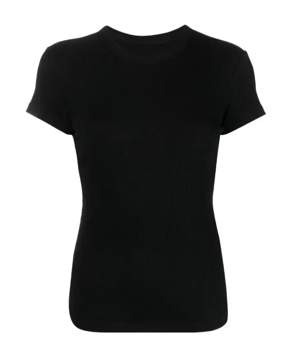 Isabel Marant Étoile Slim Fit Ribbed Top With Embroidered Logo - Black