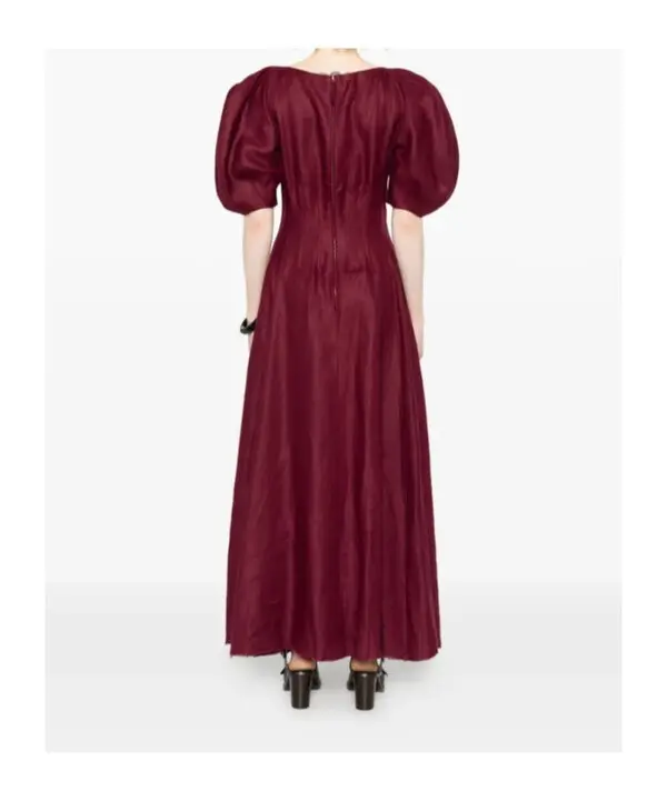Gabriela Hearst Puff Sleeve Maxi Dress With Belted Waist - Brown