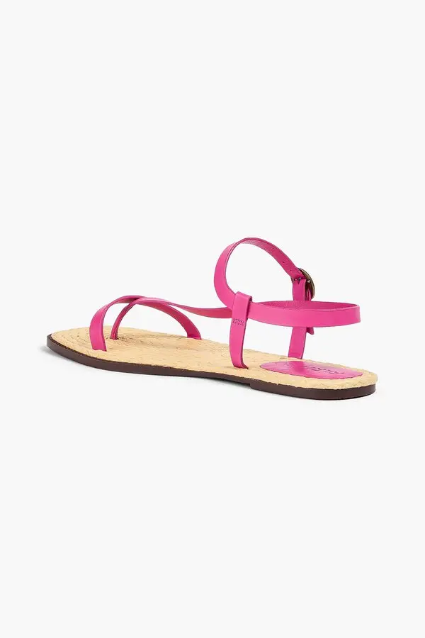 Farm Rio Leather Sandals With Ankle Strap And Square Toe
