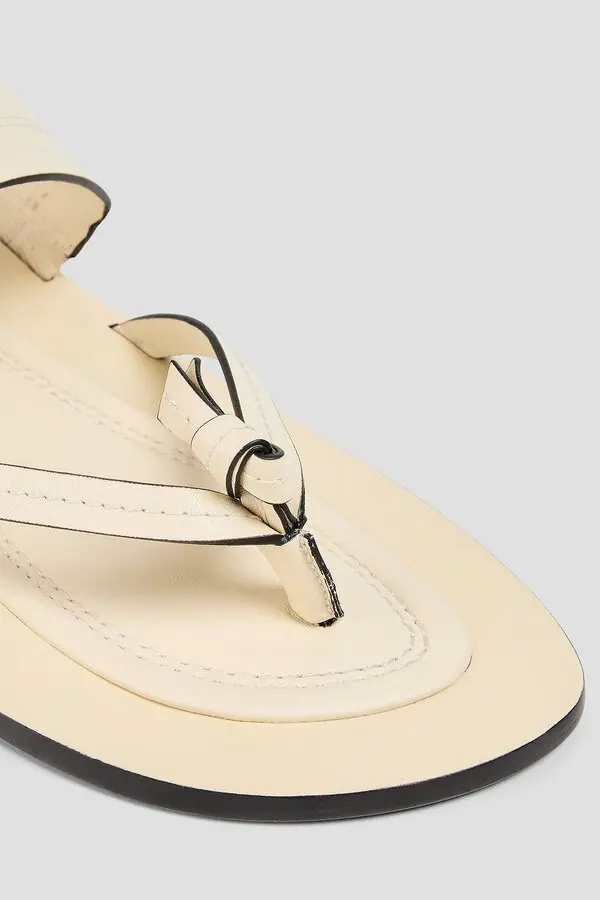 Farm Rio Leather Thong Sandals With Knot Detail