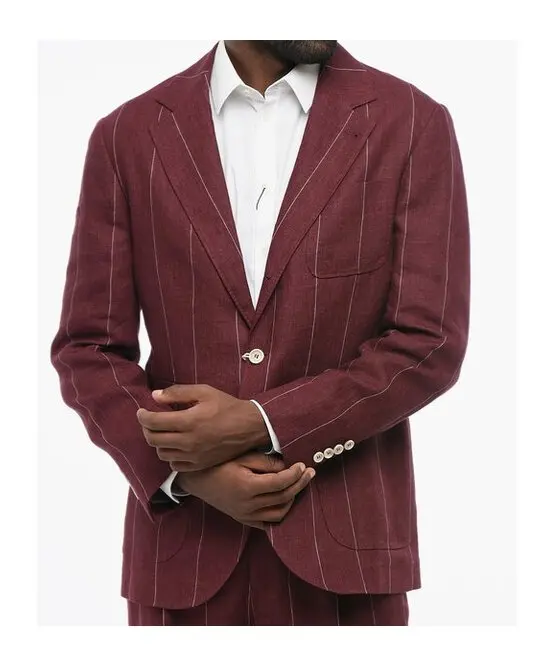 Brunello Cucinelli Pinstripe Linen Suit