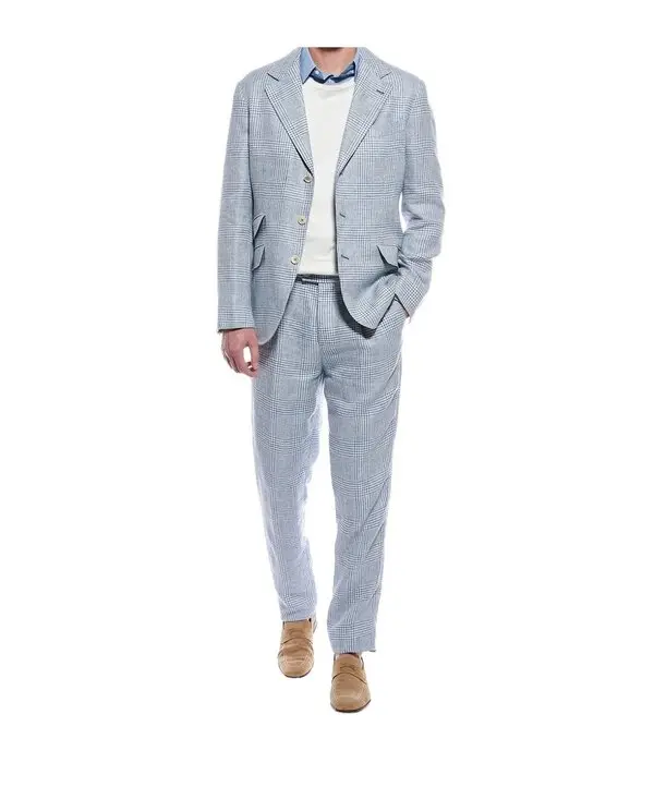 Brunello Cucinelli Checked Linen Suit