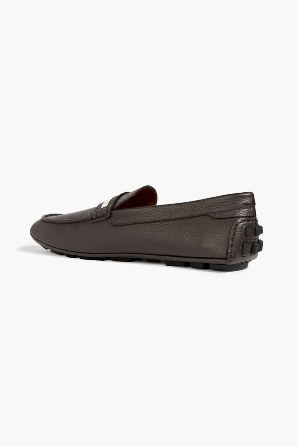Bally Karlos Pebbled Leather Driving Shoes - Dark Brown