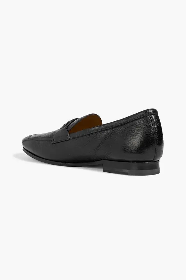 Bally Pesek Embellished Pebbled Leather Loafers - Black