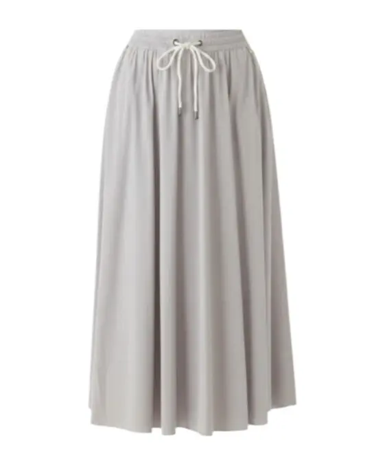 Herno Drawstring Pleat Detailed Midi Skirt - Gray