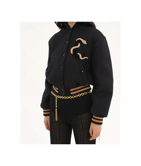 Chloé Long-sleeved Casual Jacket With Embellished Snake Detail