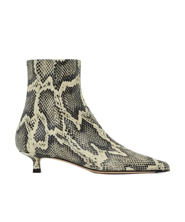 AeydĒ Pointed Toe Zip Up Ankle Boots - Nude