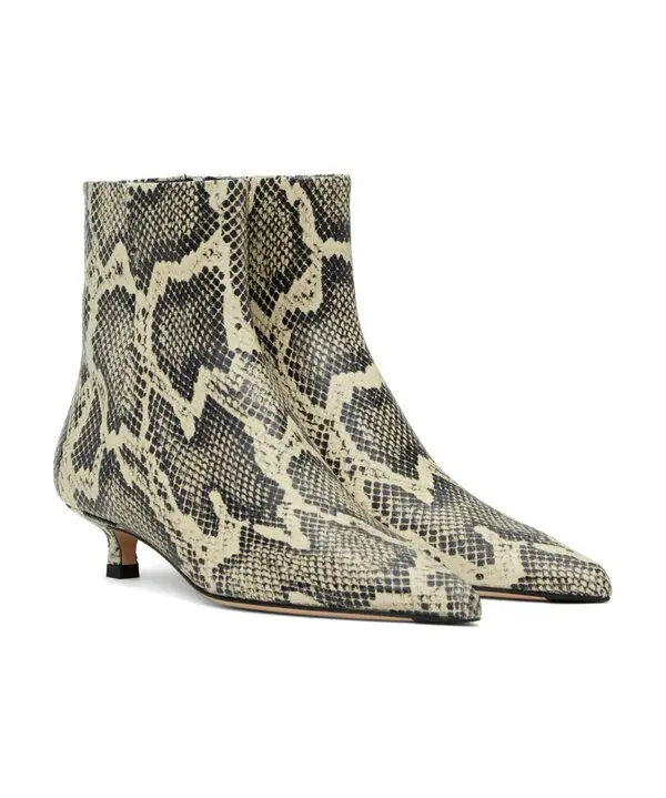 AeydĒ Pointed Toe Zip Up Ankle Boots - Nude