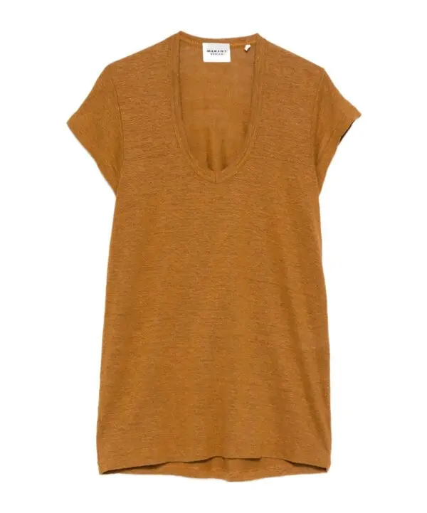 Isabel Marant Étoile Zankou V-neck T-shirt - Caramel Brown
