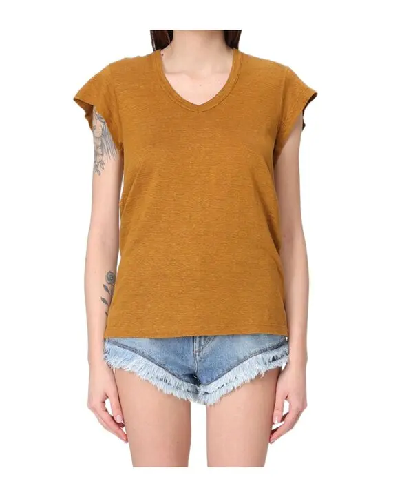 Isabel Marant Étoile Zankou V-neck T-shirt - Caramel Brown