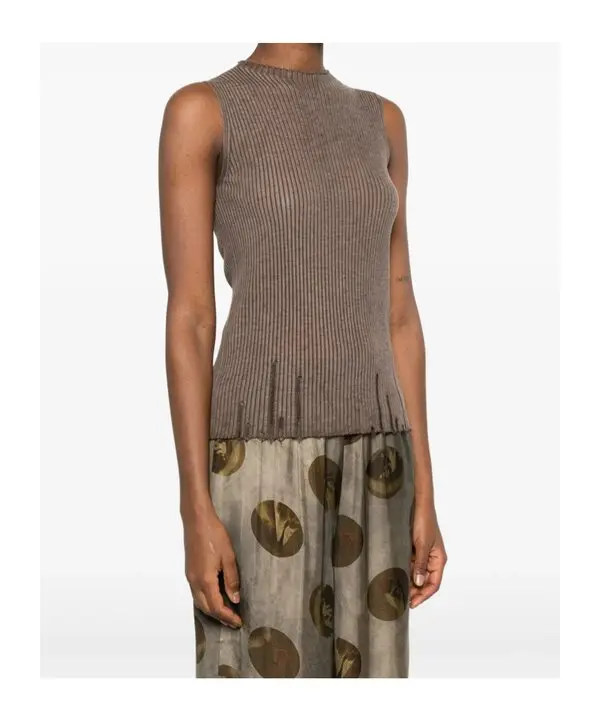 UMA WANG Ribbed Knit Sleeveless Pullover