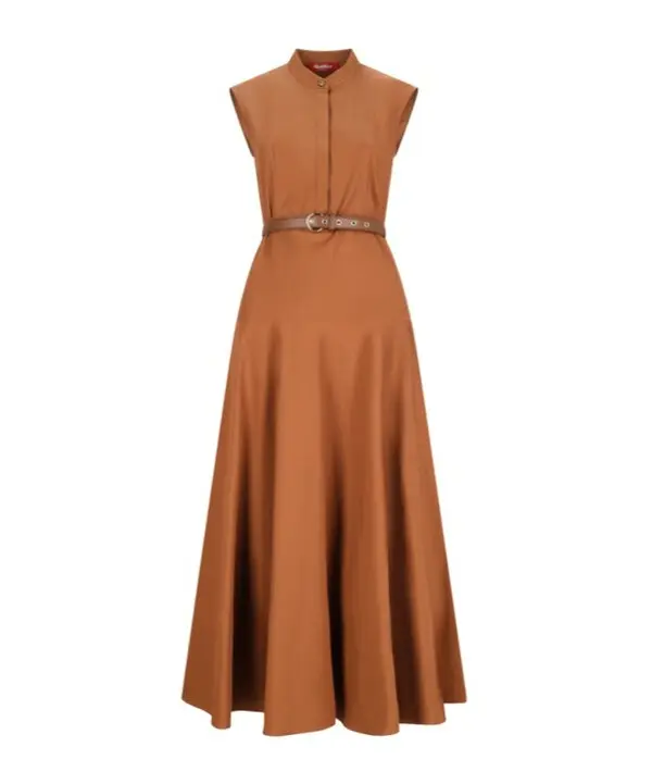 Max Mara Belted Cotton Midi Dress
