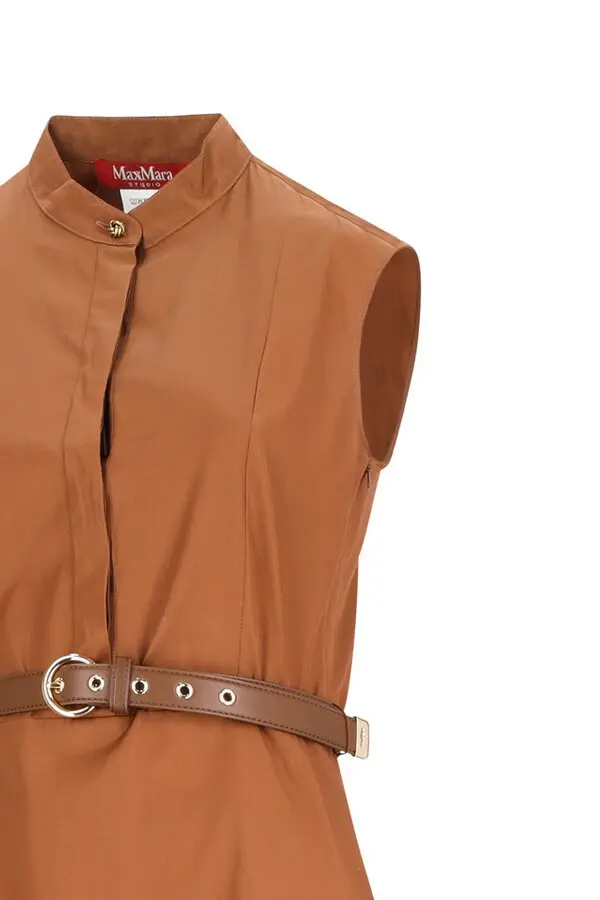 Max Mara Belted Cotton Midi Dress