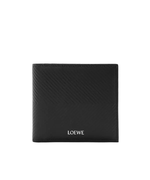 Loewe Bifold Coin Wallet In Textured Classic Calfskin - Black