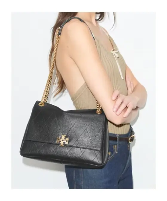 Tory Burch Charlie Quilted Shoulder Bag - Black
