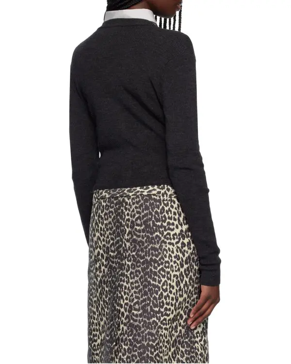 GANNI Logo Embroidered V-neck Cardigan