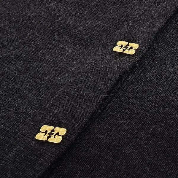 GANNI V-neck Logo Embroidered Cardigan