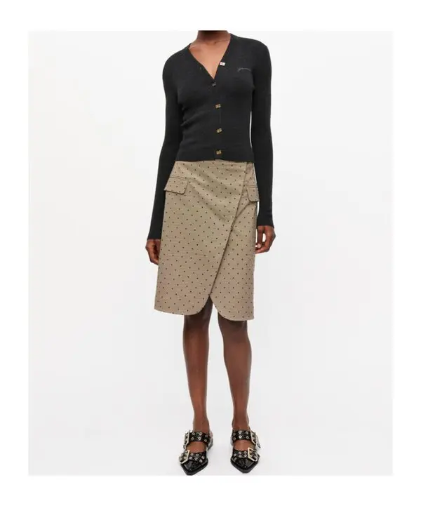 GANNI V-neck Logo Embroidered Cardigan