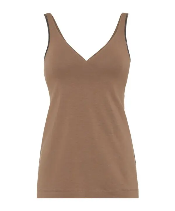 Brunello Cucinelli Sleeveless V-neck Camisole Top - Brown