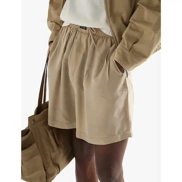 Prada Logo-patch Silk-blend Bermuda Shorts