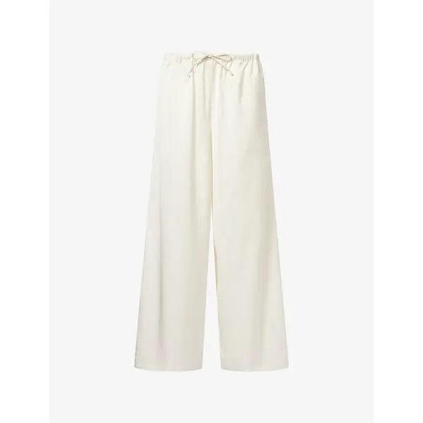 ATELIER NINETY FIVE Wide-leg Drawstring Satin Trousers