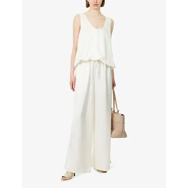 ATELIER NINETY FIVE Wide-leg Drawstring Satin Trousers