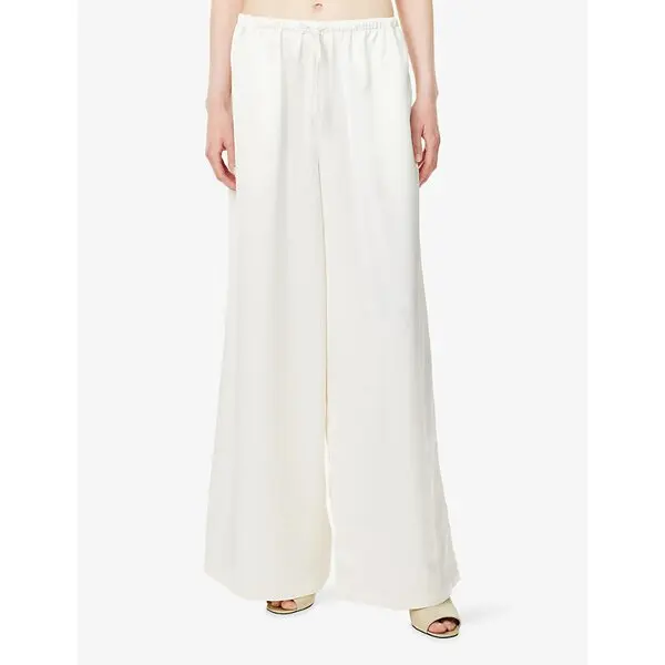 ATELIER NINETY FIVE Wide-leg Drawstring Satin Trousers