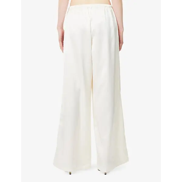 ATELIER NINETY FIVE Wide-leg Drawstring Satin Trousers