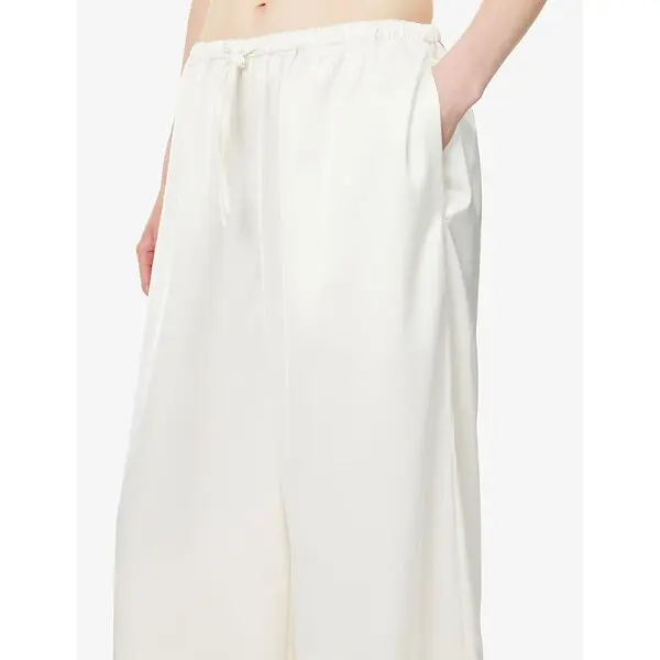 ATELIER NINETY FIVE Wide-leg Drawstring Satin Trousers