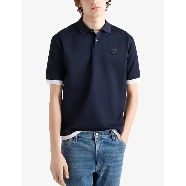 Prada Logo-embroidered Cotton Polo Shirt