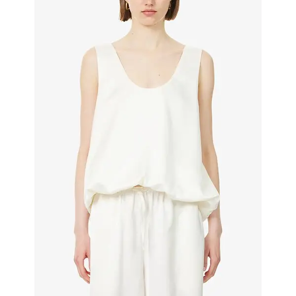 ATELIER NINETY FIVE Sleeveless Satin Bubble Hem Top