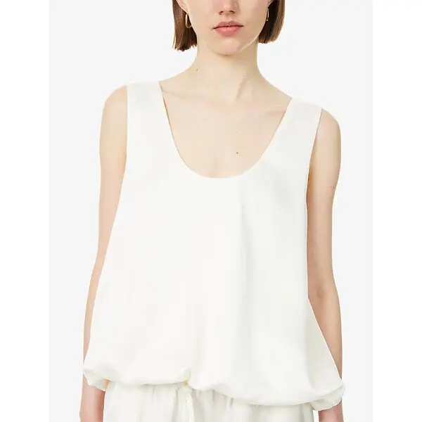 ATELIER NINETY FIVE Sleeveless Satin Bubble Hem Top